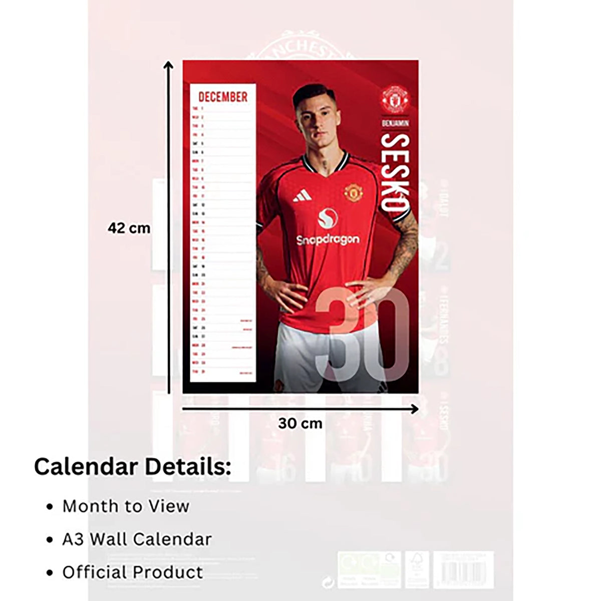 Manchester United 2026 A3 Calendar – Weston Corporation